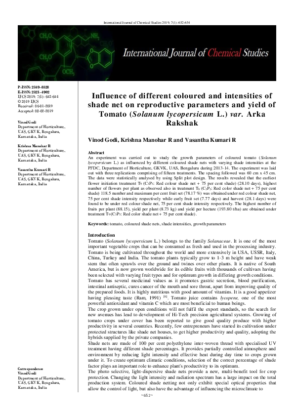 (PDF) Influence of different coloured and intensities of shade net on ...