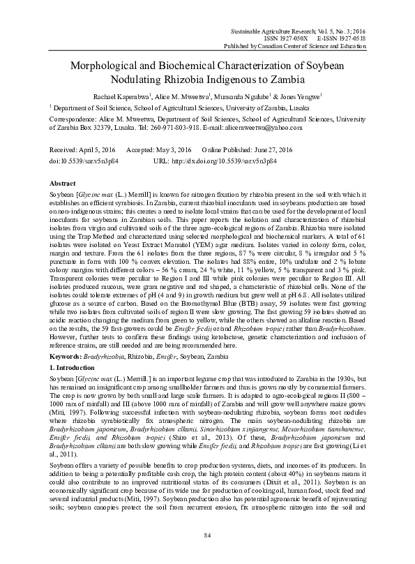 (PDF) Morphological and Biochemical Characterization of Soybean ...
