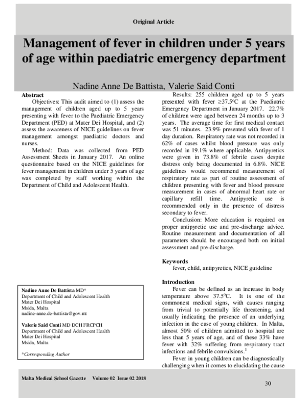 (PDF) Management of fever in children under 5 years of age within ...