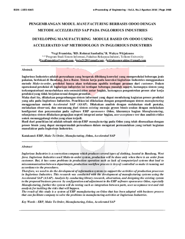 (PDF) Pengembangan Modul Manufacturing Berbasis Odoo Dengan Metode Accelerated Sap Pada ...