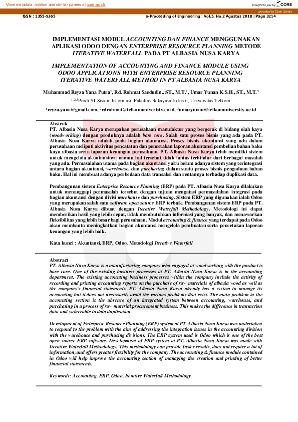 (PDF) Implementasi Modul Accounting & Finance Menggunakan Aplikasi Odoo Dengan Enterprise ...