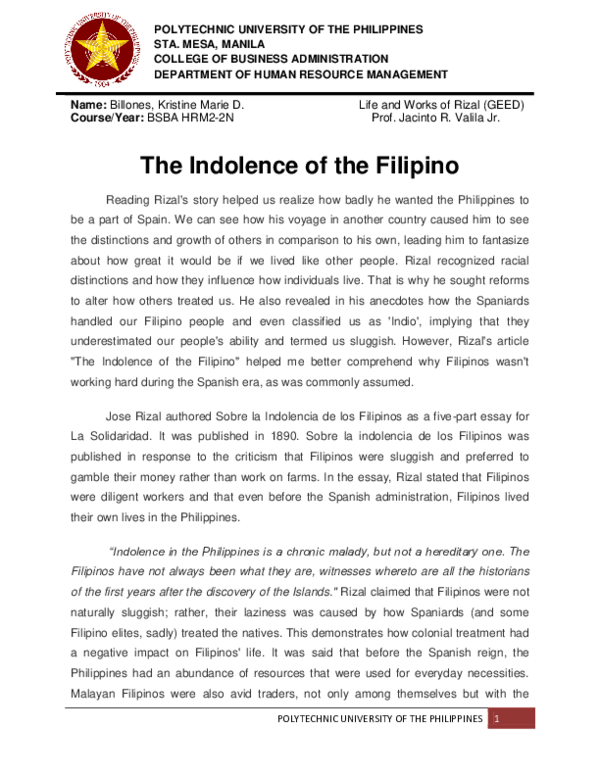 (PDF) THE INDOLENCE OF FILIPINO