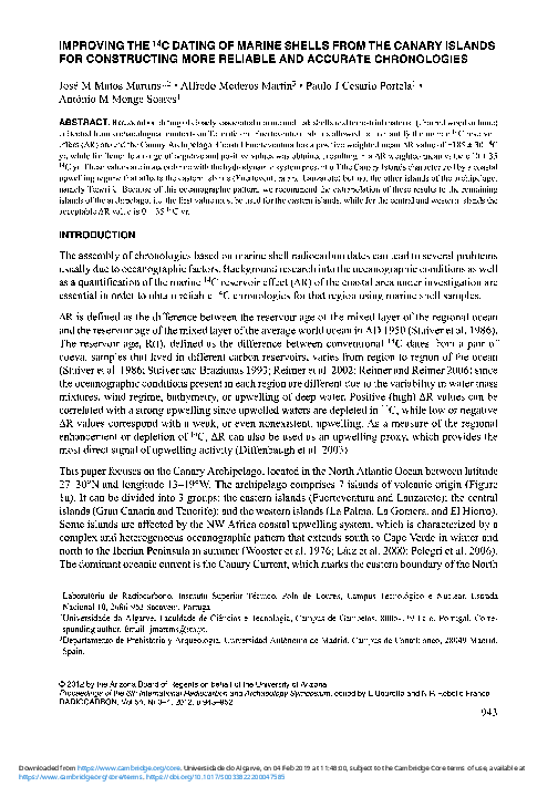 (PDF) Improving the 14C Dating of Marine Shells from the Canary Islands ...