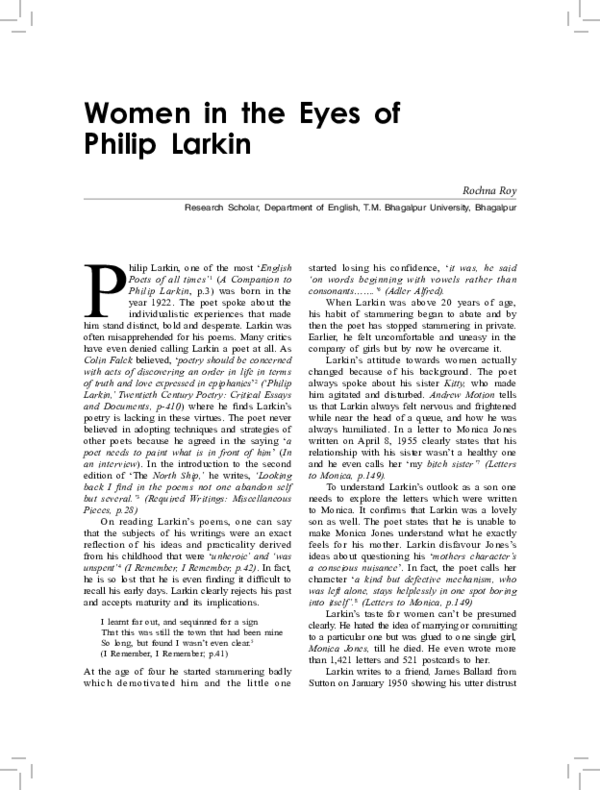 (PDF) Women in the Eyes of Philip Larkin