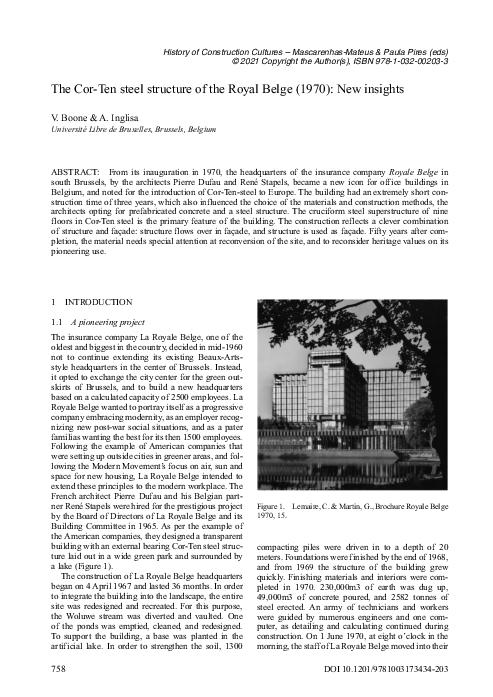 (PDF) The Cor-Ten steel structure of the Royale Belge (1970): New Insights