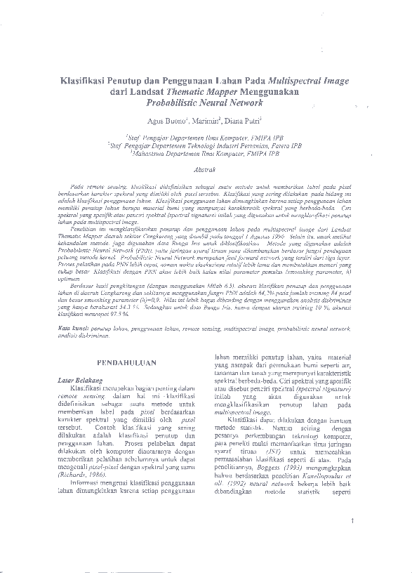 (PDF) Klasifikasi penutup dan penggunaan lahan pada multispectral image dari landsat thematic ...