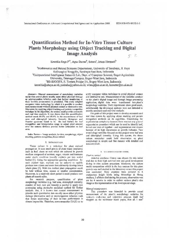 (PDF) Quantification Method for In-Vitro Tissue Culture Plants Morphology using Object Tracking ...