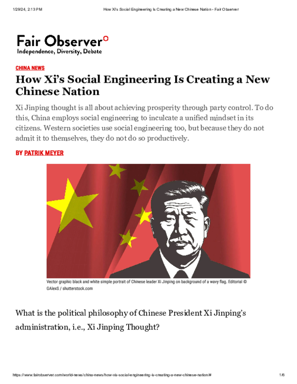 (PDF) How Xi’s Social Engineering Is Creating a New Chinese Nation