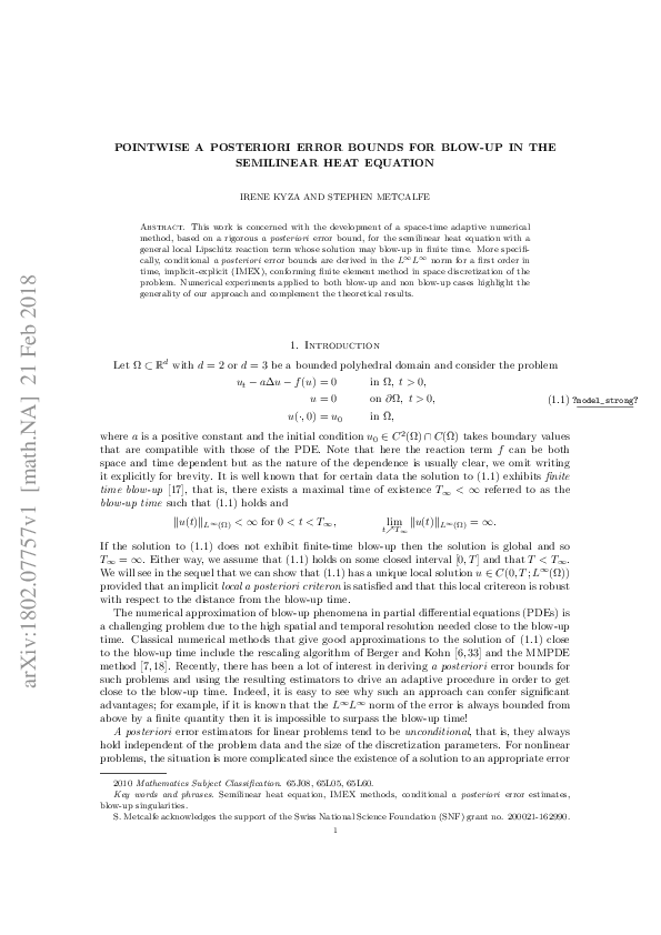 (PDF) Pointwise a posteriori error bounds for blow-up in the semilinear ...