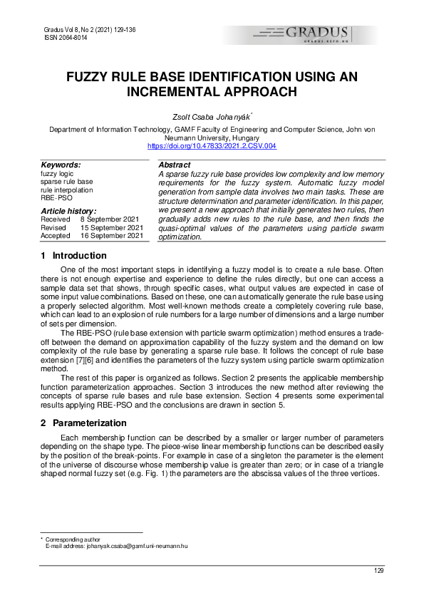 (PDF) Fuzzy rule base identification using an incremental approach