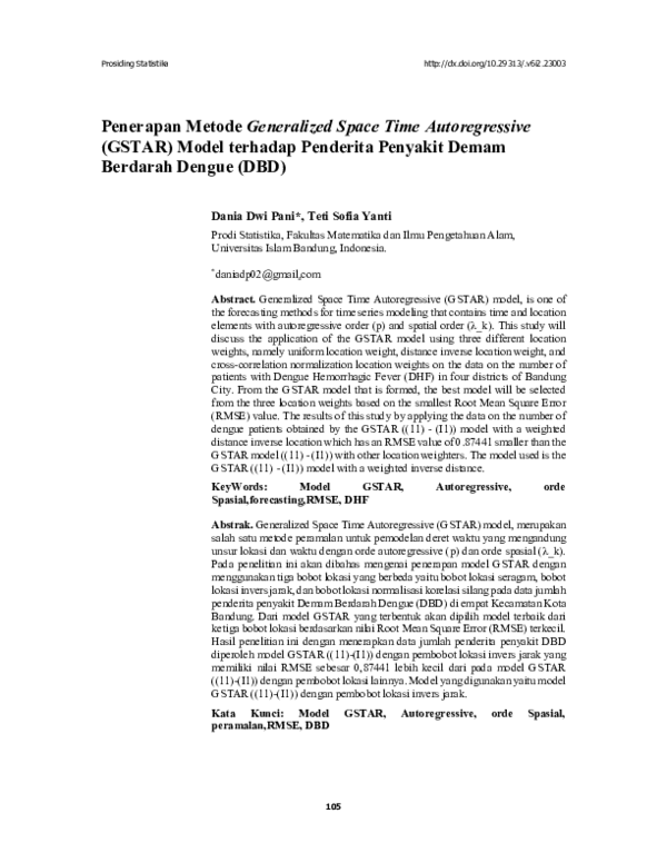 (PDF) Penerapan Metode Generalized Space Time Autoregressive Model terhadap Penderita Penyakit ...