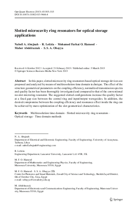 (PDF) Slotted microcavity ring resonators for optical storage ...