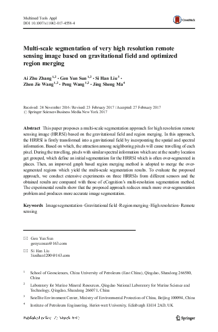 (PDF) Multi-scale segmentation of very high resolution remote sensing image based on ...