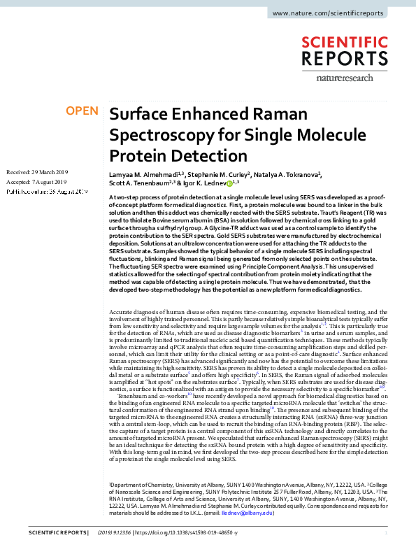 (PDF) Surface Enhanced Raman Spectroscopy for Single Molecule Protein ...