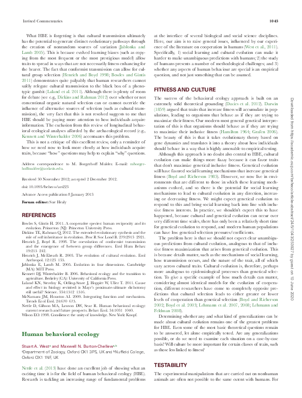 (PDF) Human Behavioral Ecology