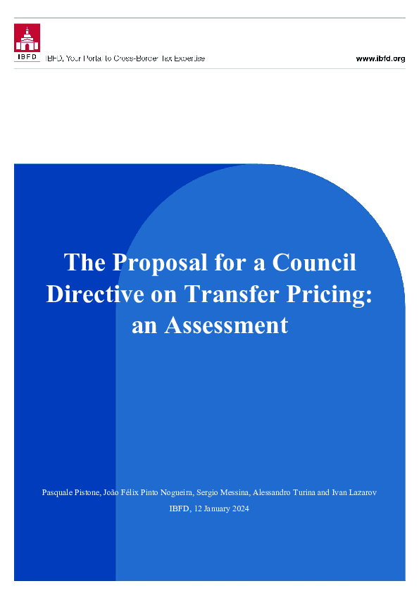 (PDF) The Proposal for a Council Directive on Transfer Pricing: an ...