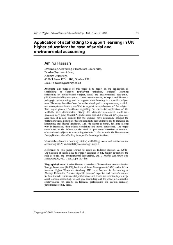 (PDF) Application of scaffolding to support learning in UK higher ...