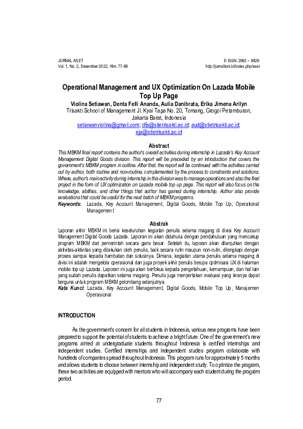(PDF) Operational Management and UX Optimization on Lazada Mobile Top ...