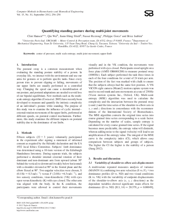 (PDF) Quantifying standing posture during multi-joint movements