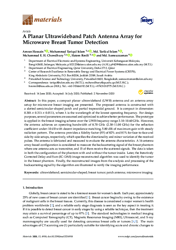 (PDF) A Planar Ultrawideband Patch Antenna Array for Microwave Breast ...