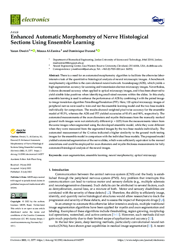 (PDF) Enhanced Automatic Morphometry of Nerve Histological Sections Using Ensemble Learning