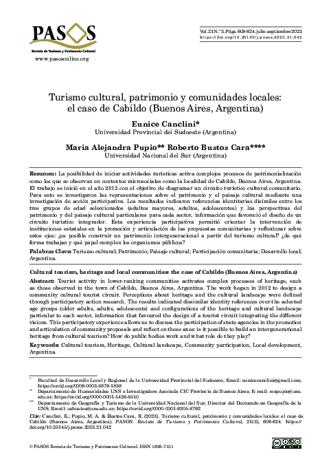 (PDF) Turismo cultural, patrimonio y comunidades locales: el caso de Cabildo (Buenos Aires ...