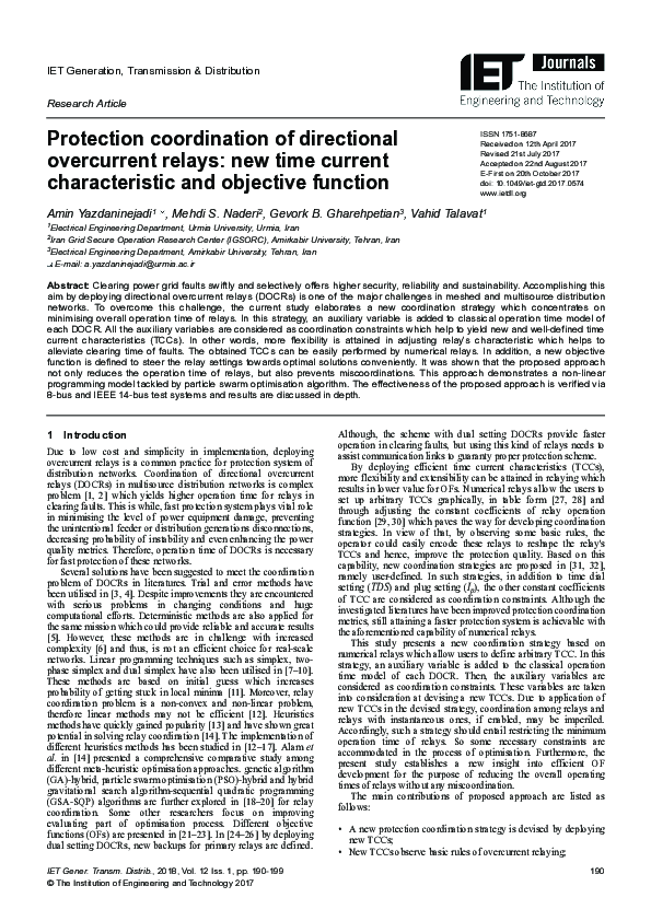 (PDF) Protection coordination of directional overcurrent relays ...