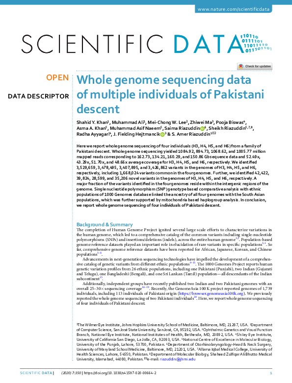 (PDF) Whole genome sequencing data of multiple individuals of Pakistani ...
