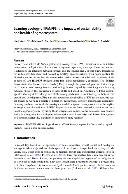 (PDF) Learning ecology of IPM/FFS: the impacts of sustainability and ...