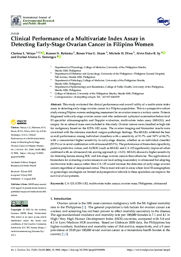 (PDF) Clinical Performance of a Multivariate Index Assay in Detecting ...