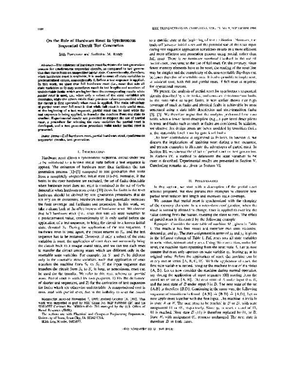 Pdf On The Role Of Hardware Reset In Synchronous Sequential Circuit 6777