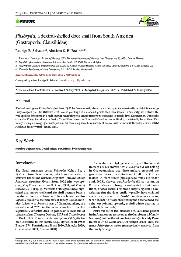 (PDF) Pilsbrylia, a dextral-shelled door snail from South America ...