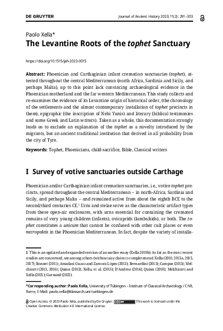 (PDF) The Levantine Roots of the tophet Sanctuary
