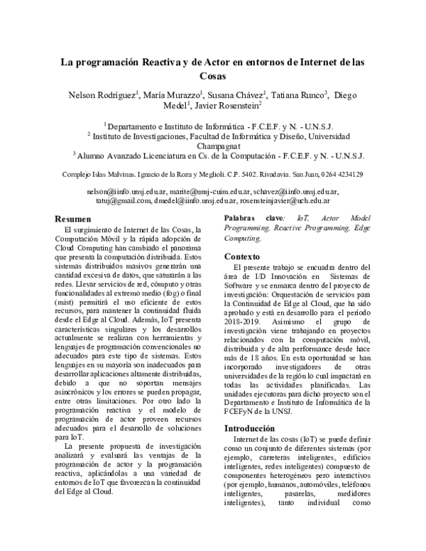 (PDF) La programación reactiva y de actor en entornos de Internet de las Cosas