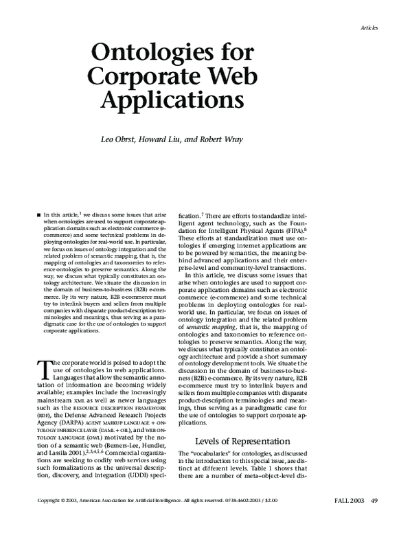 (PDF) Ontologies for corporate web applications
