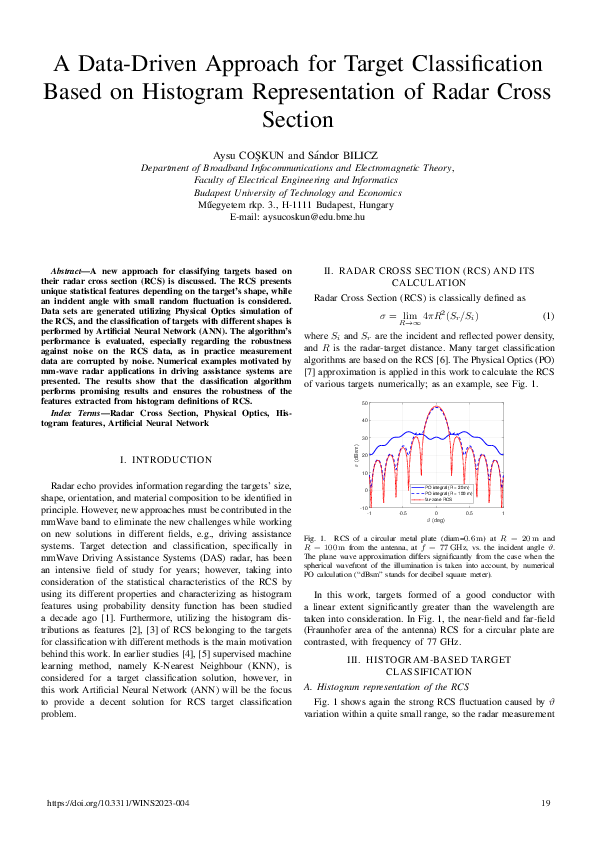 (PDF) A Data Driven Approach for Target Classification Based on Histogram Representation of ...