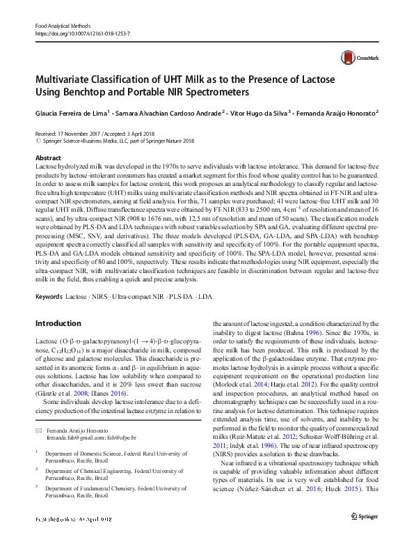 (PDF) Multivariate Classification of UHT Milk as to the Presence of ...
