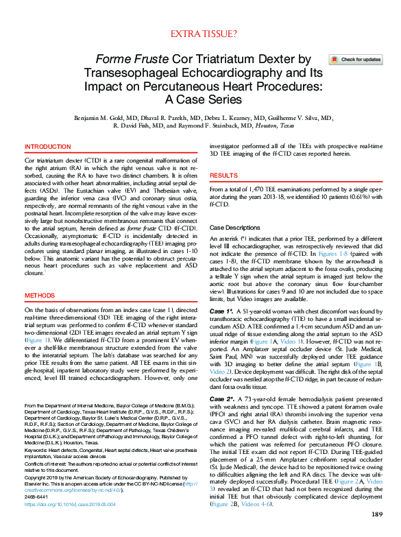 (PDF) Forme Fruste Cor Triatriatum Dexter by Transesophageal ...