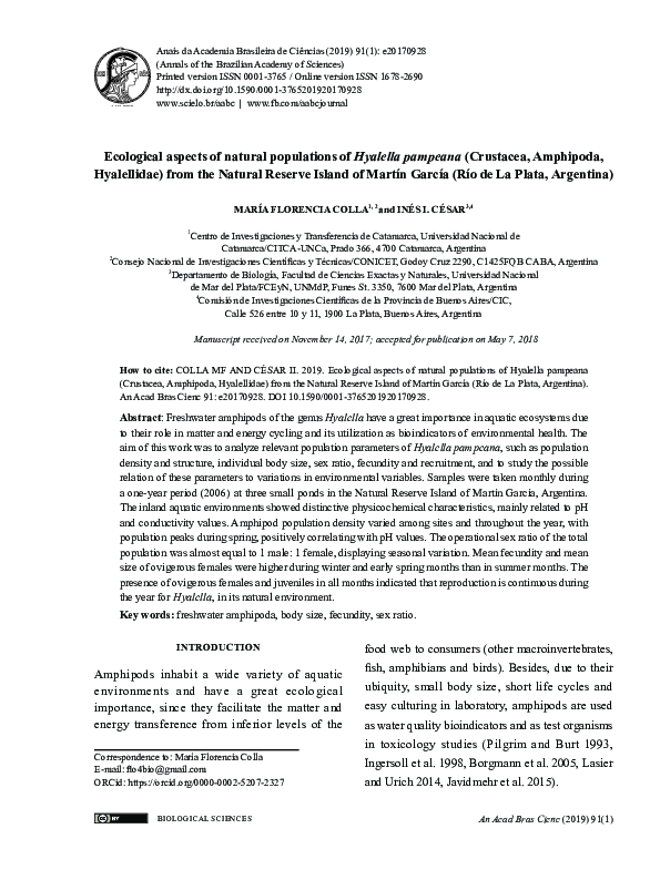 (PDF) Ecological aspects of natural populations of Hyalella pampeana ...