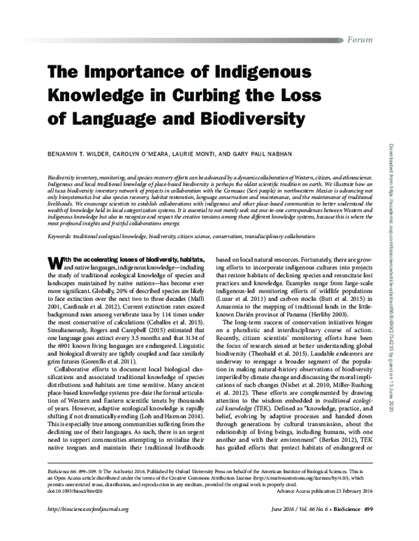 (PDF) The Importance of Indigenous Knowledge in Curbing the Loss of ...