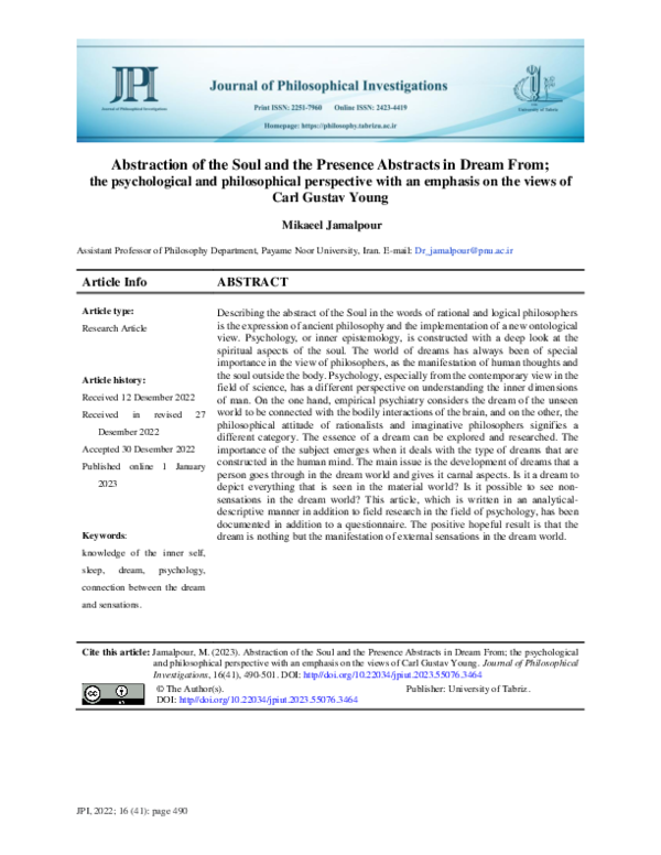 (PDF) Abstraction of the Soul and the Presence Abstracts in Dream From ...