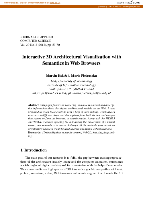 (PDF) Interactive 3D architectural visualization with semantics in web browsers
