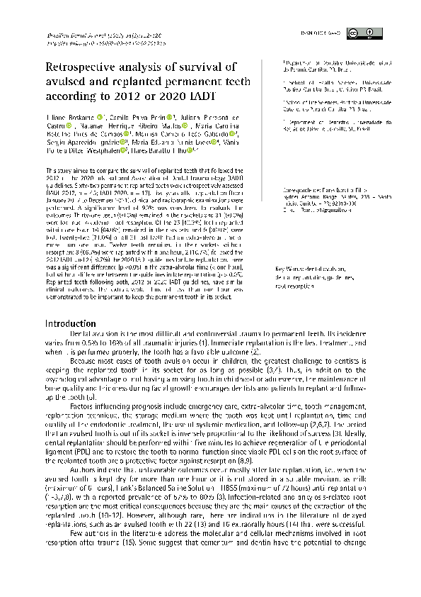 (PDF) Retrospective analysis of survival of avulsed and replanted ...