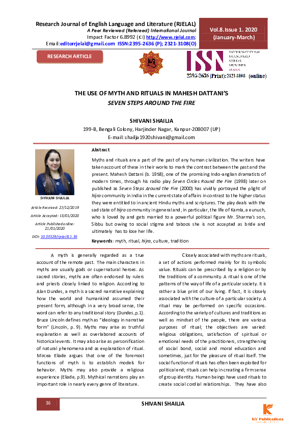 (PDF) The Use of Myth and Rituals in Mahesh Dattani’s Seven Steps ...