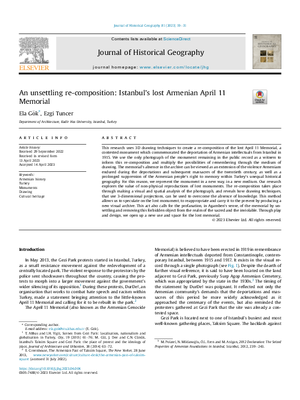 (PDF) An unsettling re-composition: Istanbul's lost Armenian April 11 ...