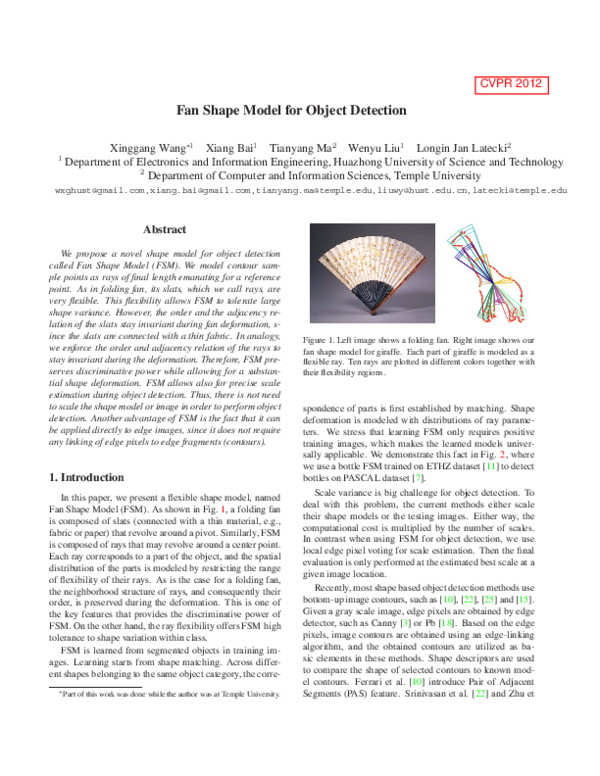 (PDF) Fan Shape Model for object detection