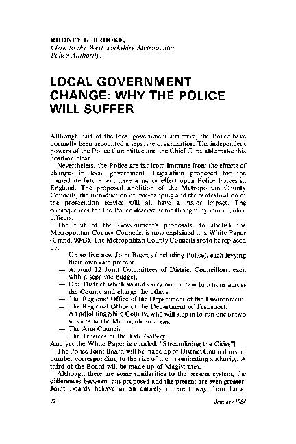 (PDF) Local Government Change: Why the Police Will Suffer