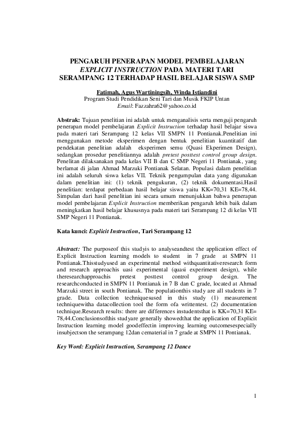 (PDF) Pengaruh Penerapan Model Pembelajaran Explicit Instruction Pada Materi Tari Serampang 12 ...