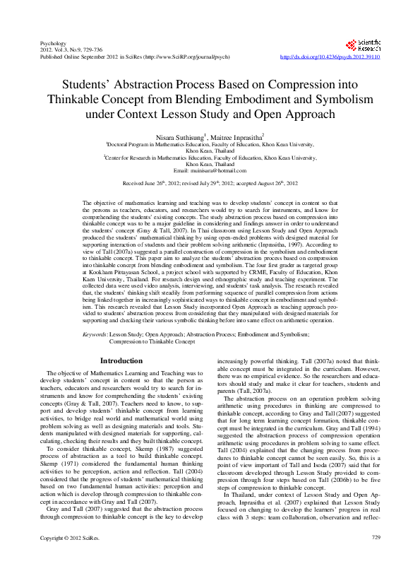 (PDF) Students’ Abstraction Process Based on Compression into Thinkable ...
