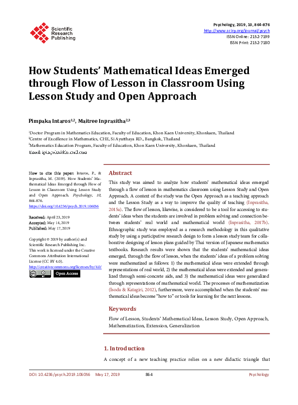 (PDF) How Students’ Mathematical Ideas Emerged through Flow of Lesson ...